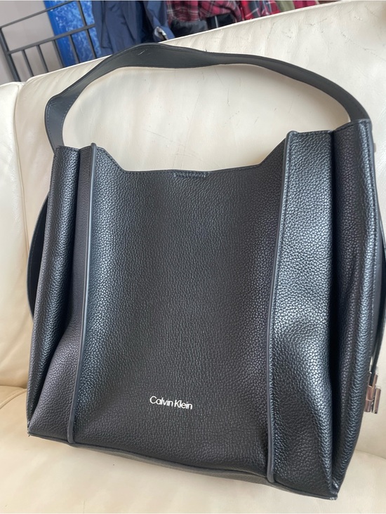 Calvin Klein | Bags | Calvin Klein Black Faux Pebbled Leather Shoulder ...